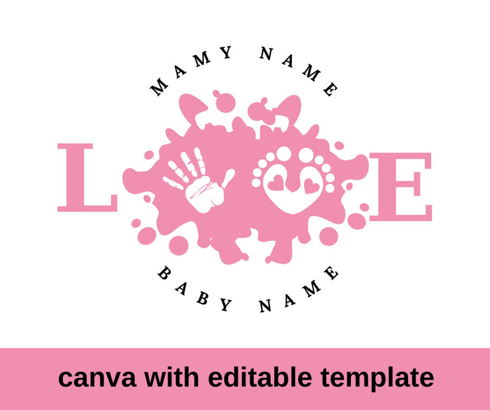 Baby Footprint, Editable Baby Foot, PNG, Jpg Digital Download, Canva ...