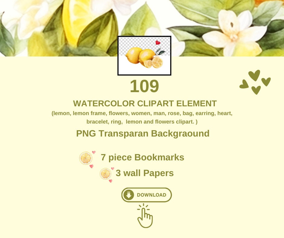 Lemon Clipart Bundle, Watercolor PNG, Lemonade Stand, Citrus Fruit ...