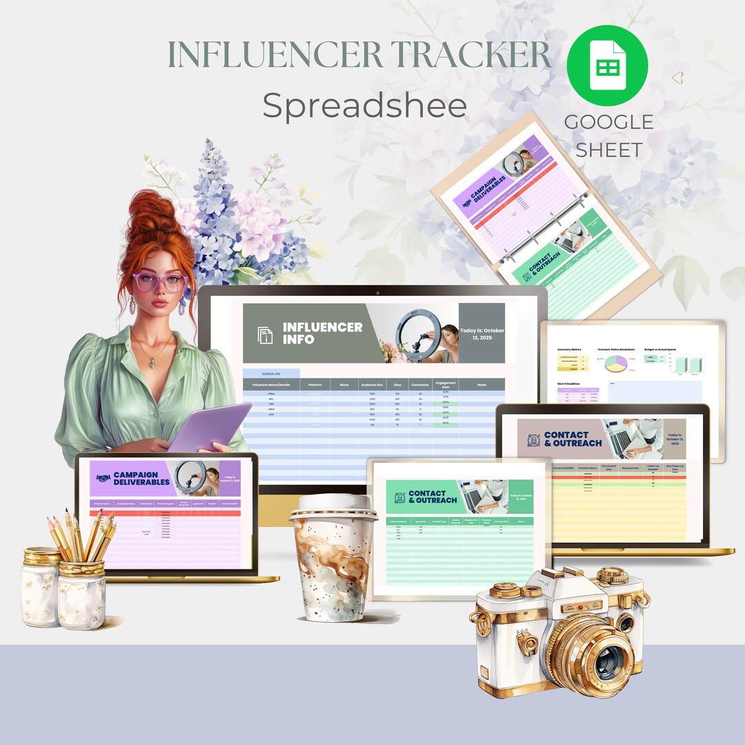 Influencer Tracker Spreadsheet Google Sheets Template for Campaigns ...