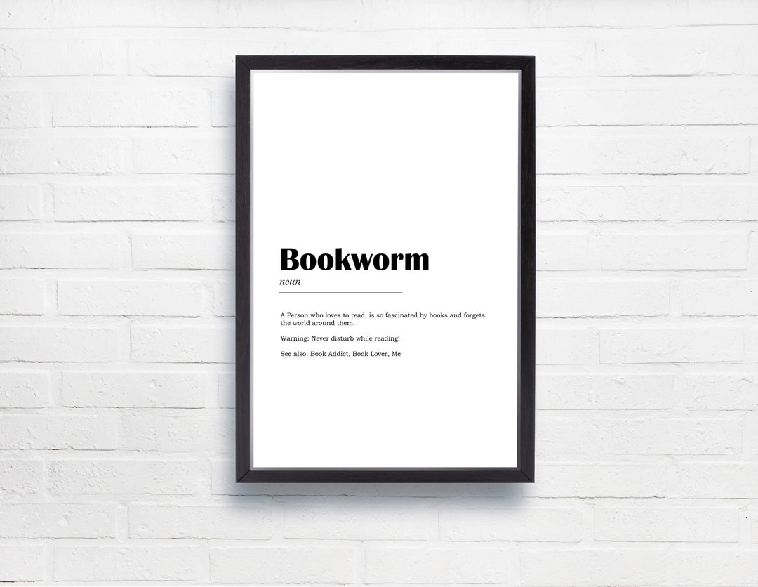 Bookworm Definition Wall Art, Minimalistic Poster Print, Home Wall ...