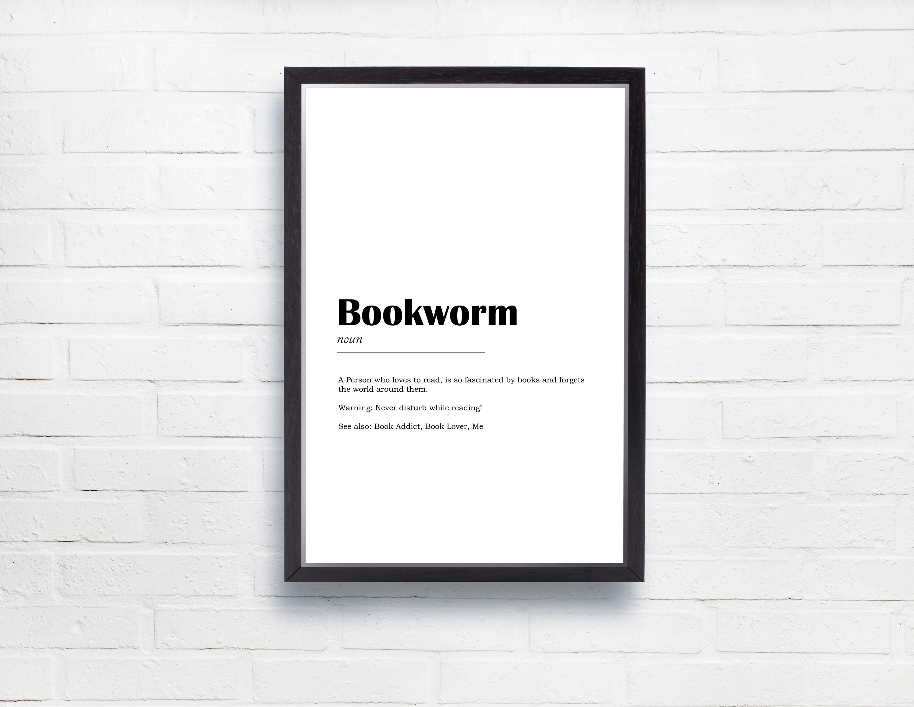 Bookworm Definition Wall Art, Minimalistic Poster Print, Home Wall ...