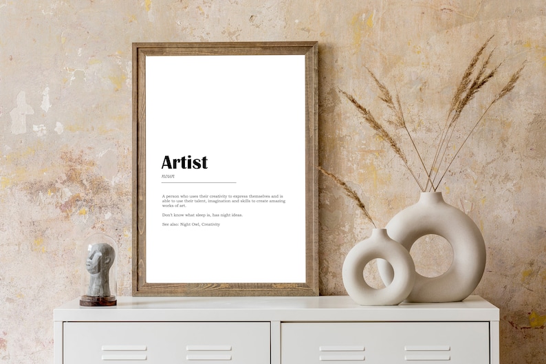 Artist Definition Wall Art, Minimalistic Poster Print, Home Wall ...