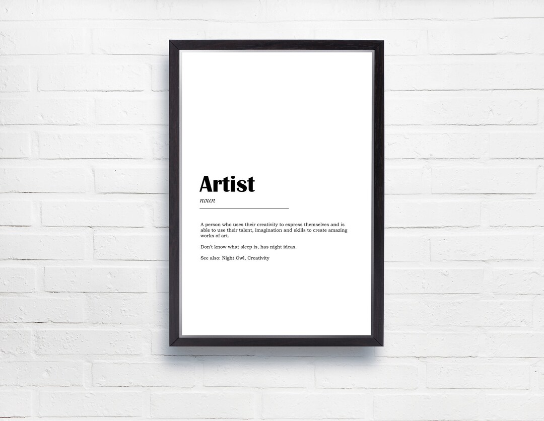 Artist Definition Wall Art, Minimalistic Poster Print, Home Wall ...
