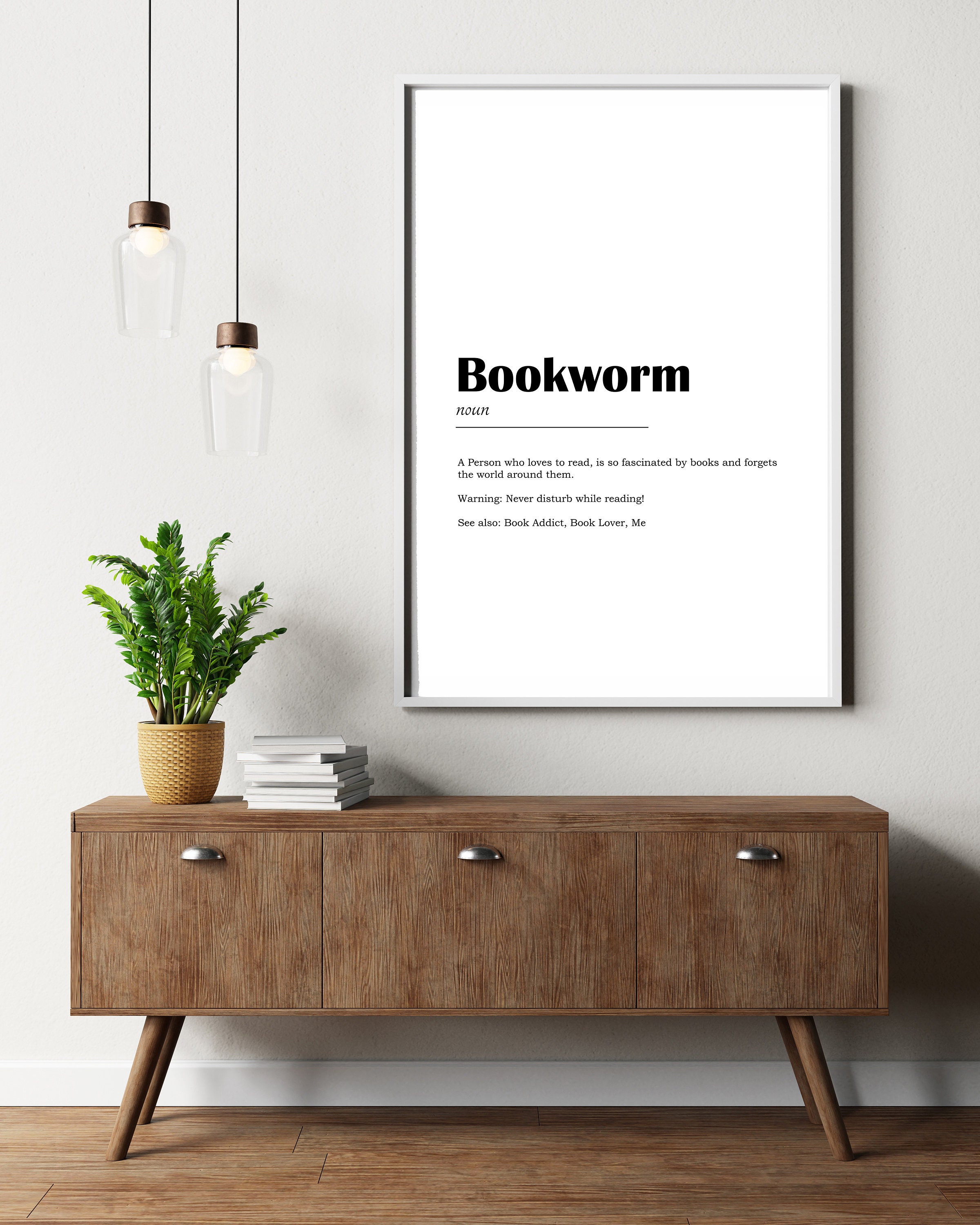 Bookworm Definition Wall Art, Minimalistic Poster Print, Home Wall ...