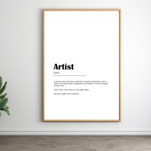 Artist Definition Wall Art, Minimalistic Poster Print, Home Wall ...