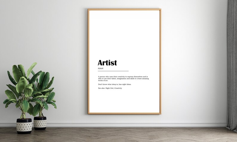 Artist Definition Wall Art, Minimalistic Poster Print, Home Wall ...