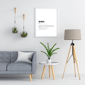 Artist Definition Wall Art, Minimalistic Poster Print, Home Wall ...