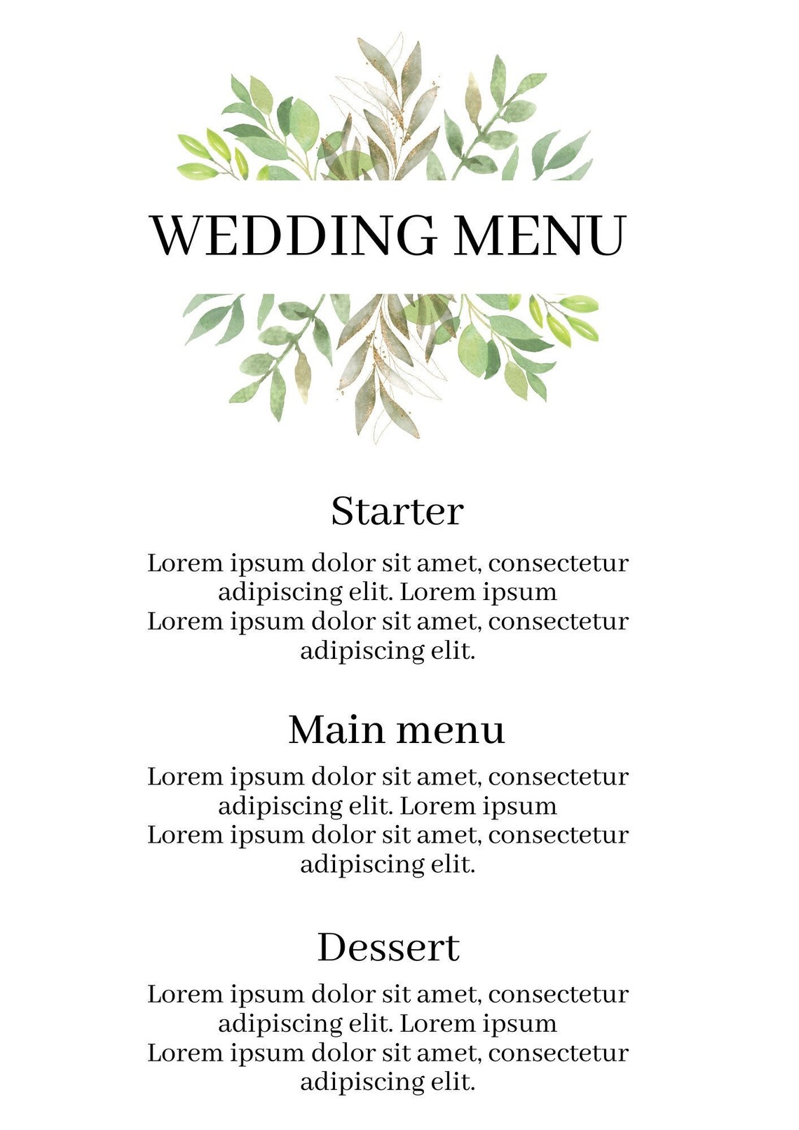 Wedding Menu | Template | Wedding Menu Template | Wedding Itinerary ...