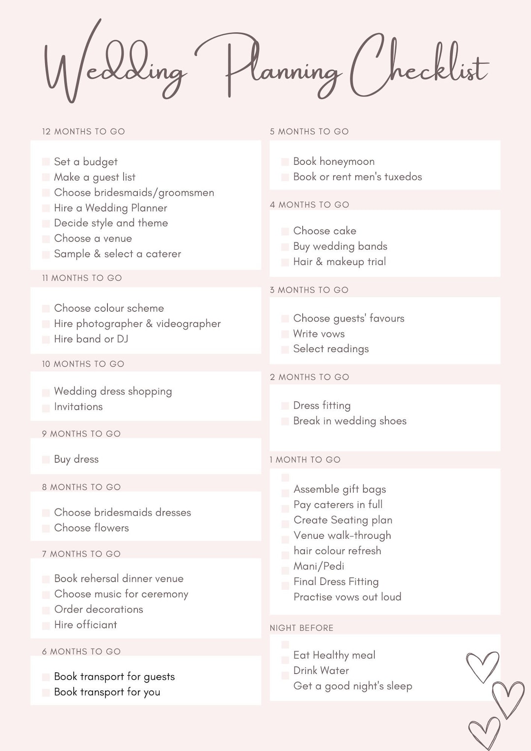 Wedding Checklist Template | Wedding Planning Template | Wedding ...