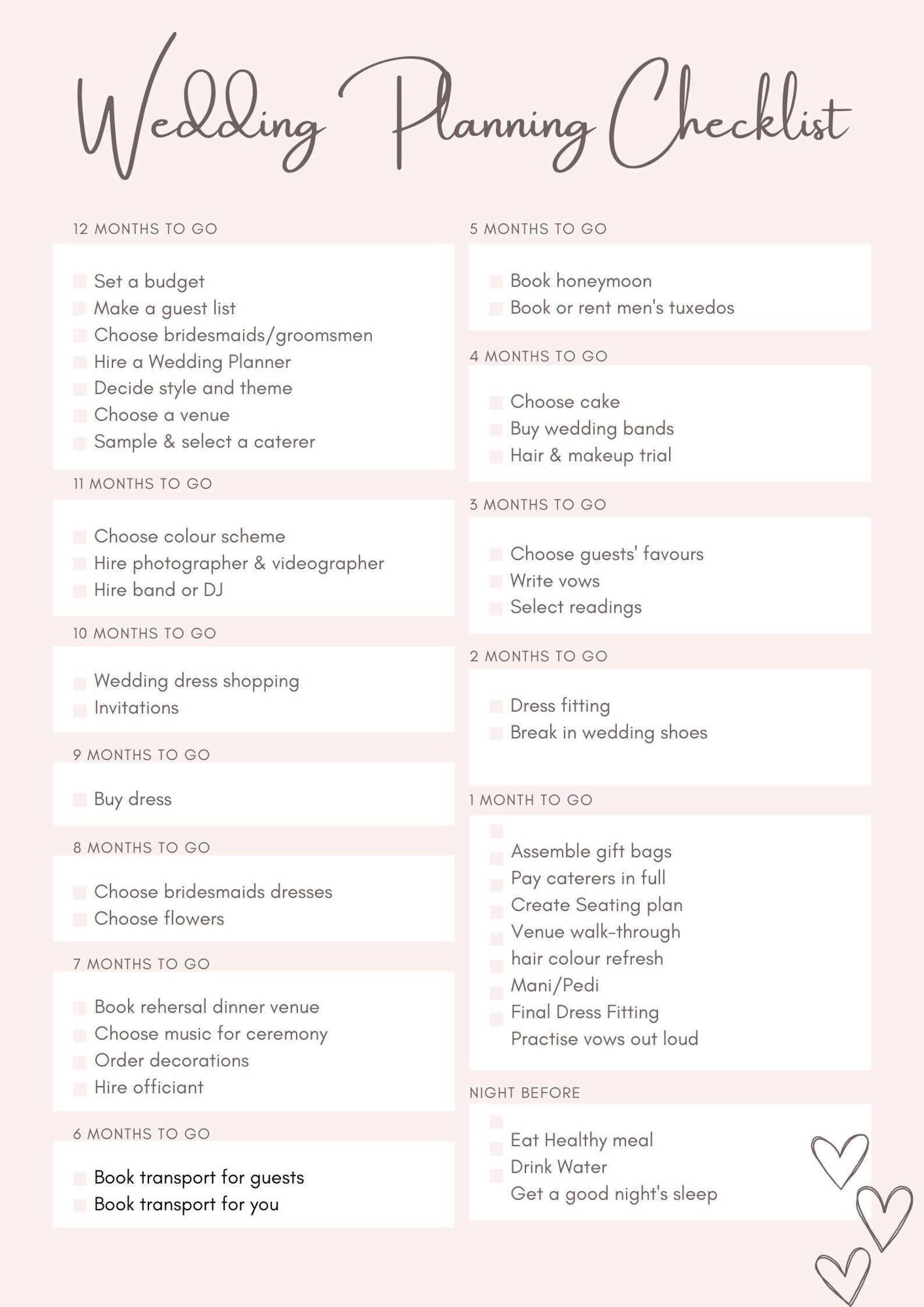 Wedding Checklist Template | Wedding Planning Template | Wedding ...