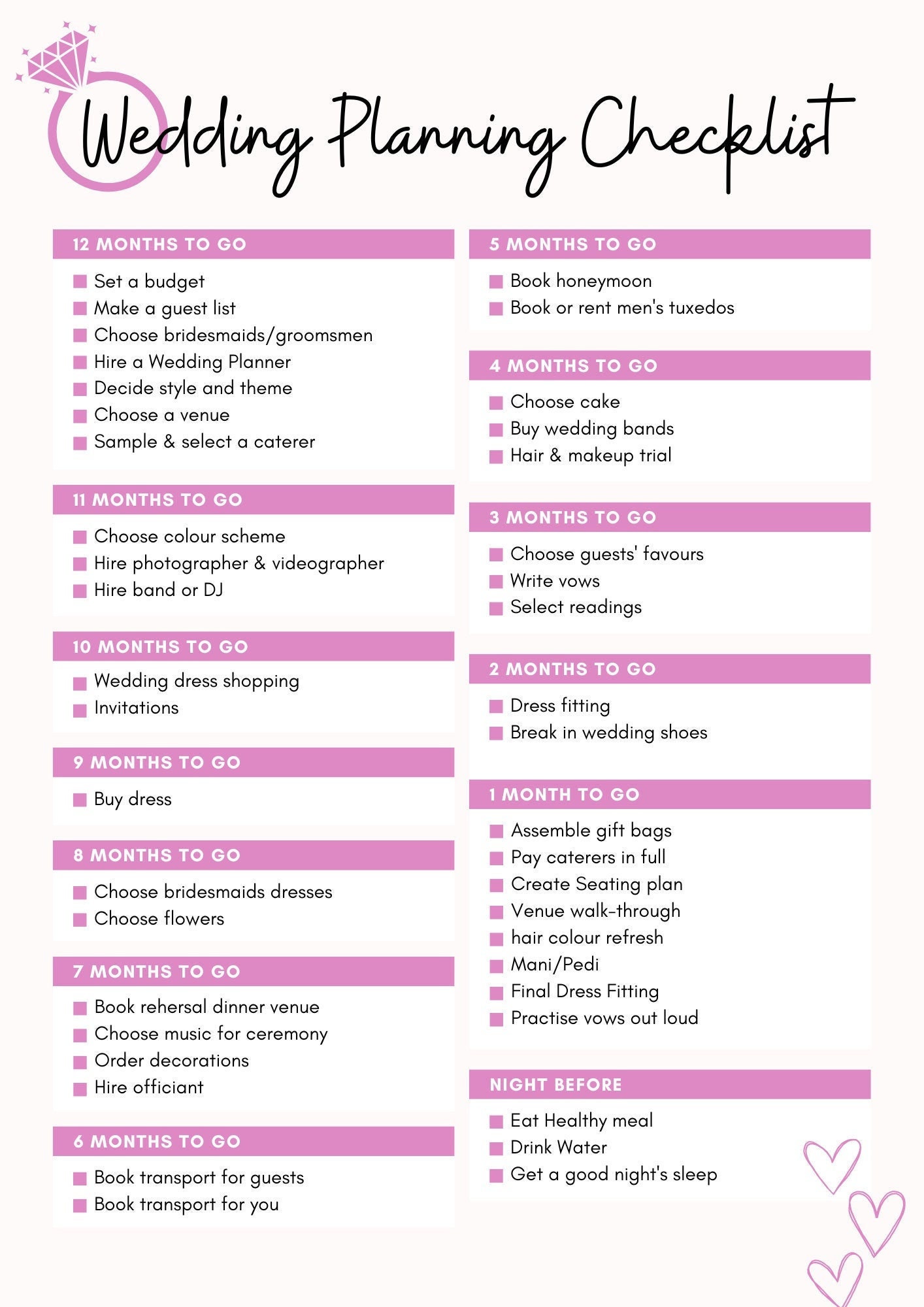 Wedding Checklist Template | Wedding Planning Template | Wedding ...