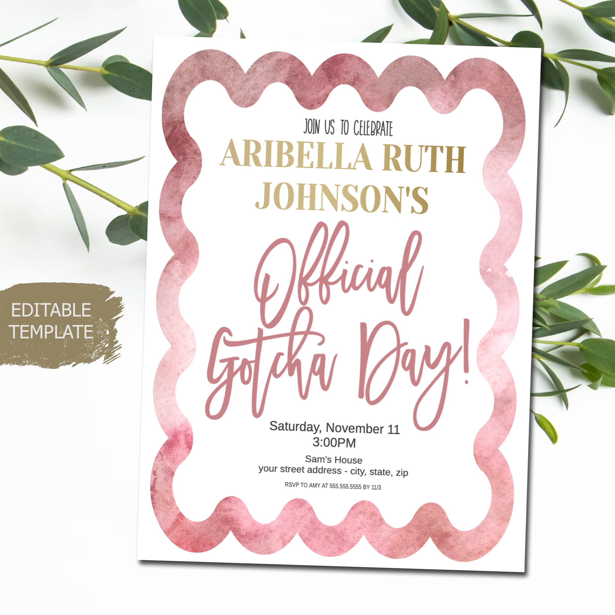 Official Gotcha Day Editable Adoption Invite Template, Printable ...