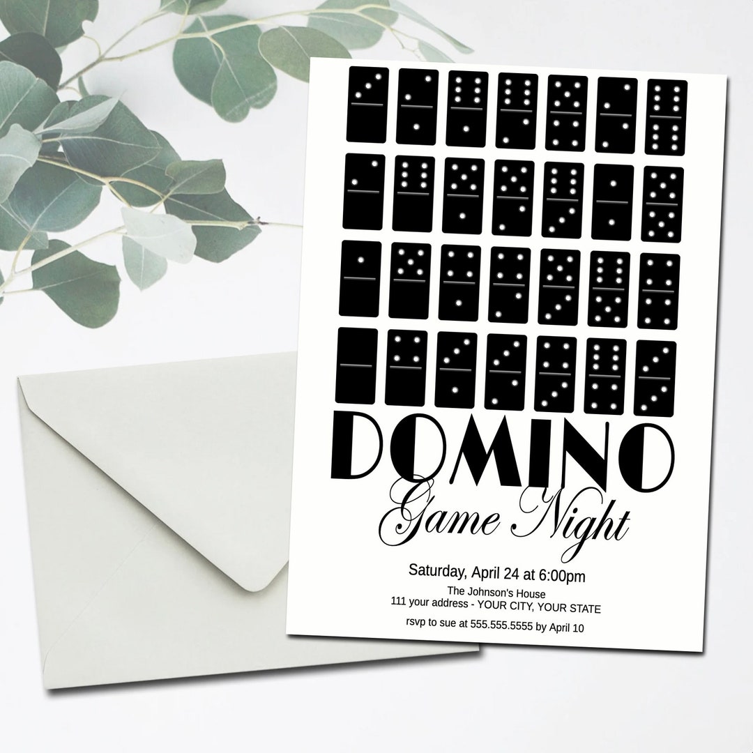 Domino Game Night Invite Template, Printable Editable Dominoes Game ...