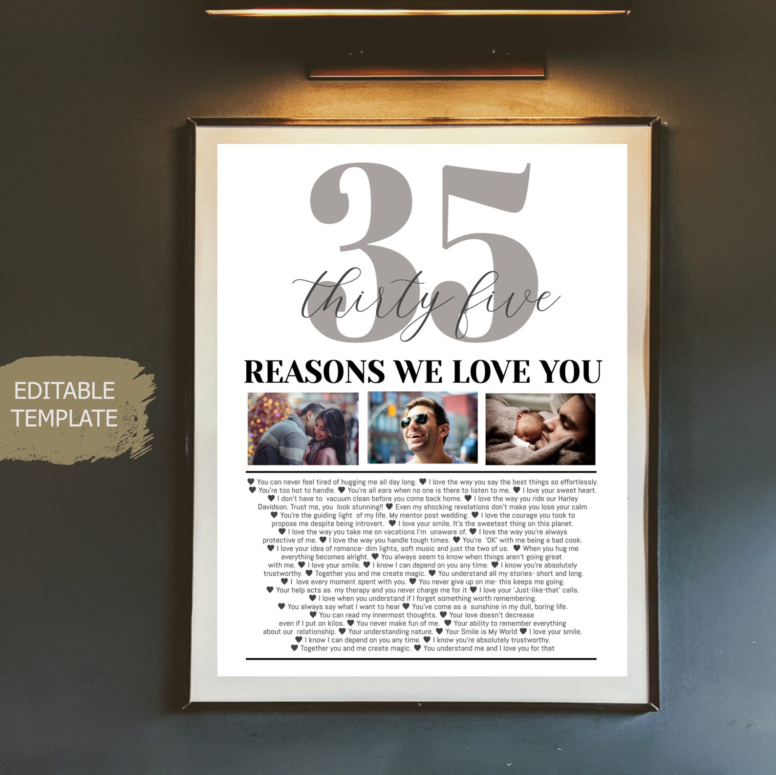 Editable Template, 35 Reasons We Love You Photo Collage, Mom's 35th ...