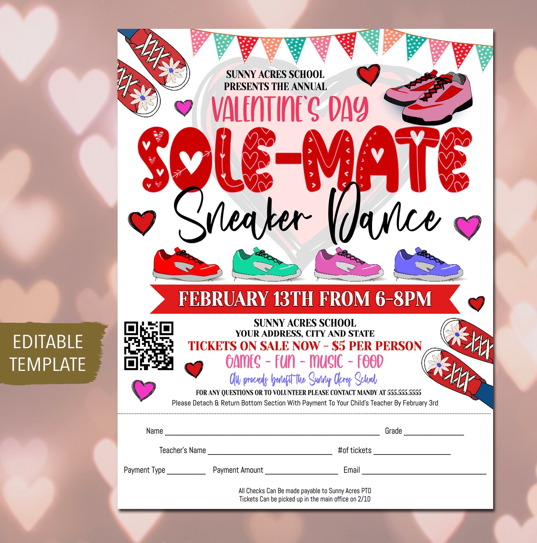 Valentine Sneaker Dance Theme Template Set, Sole-mate Valentines ...