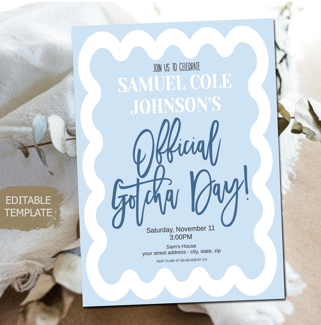 Official Gotcha Day Editable Adoption Invite Template, Printable ...