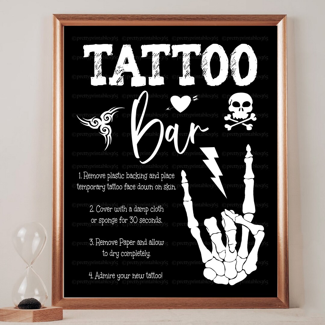 Tattoo Bar Party Sign, Temporary Tattoos, Bad TWO the Bone Tattoo Party ...