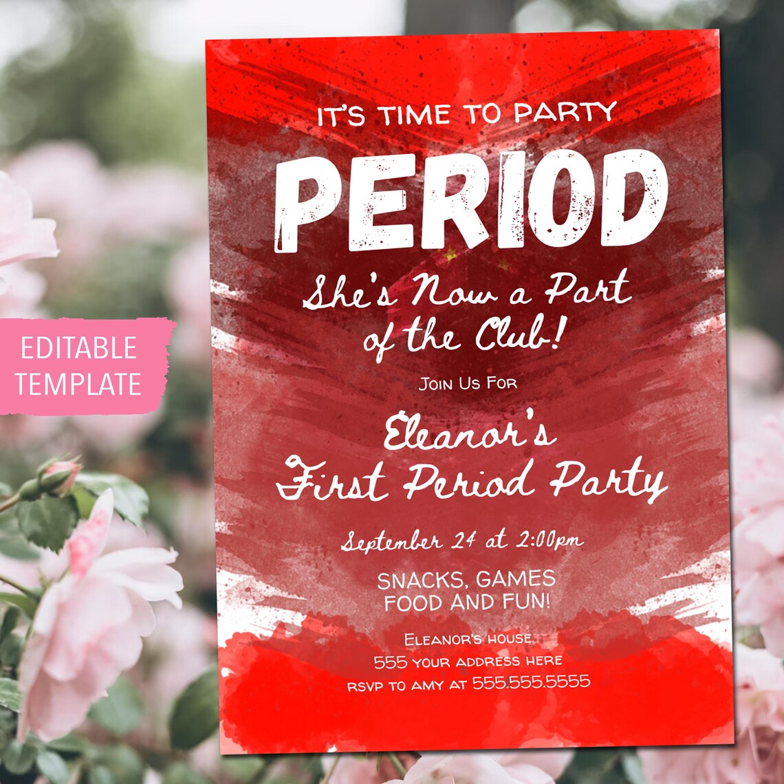 First Period Invitation, First Period Celebration, Young Girl Special ...