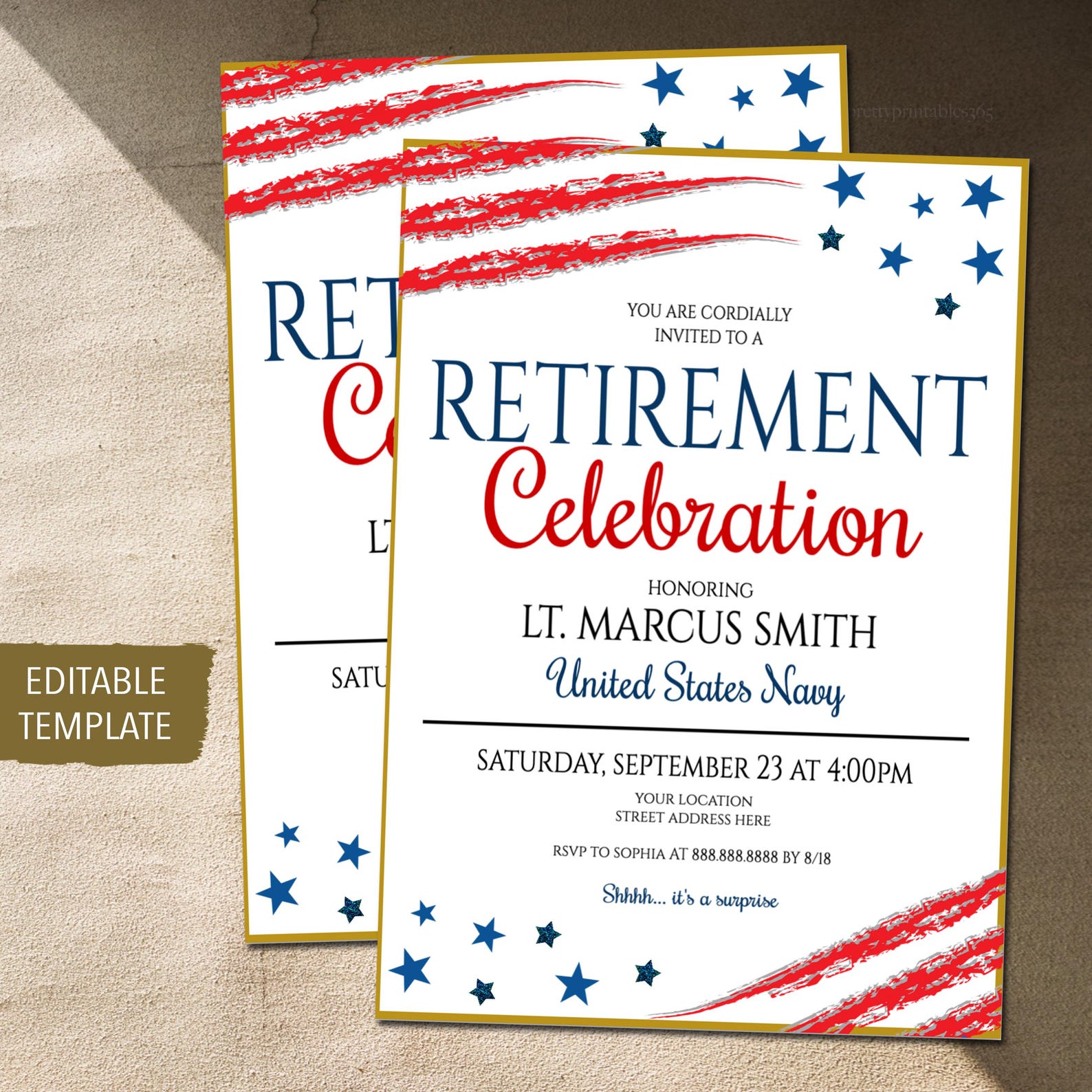 US Military Retirement Party, Goodbye Ceremony Invite, United States ...