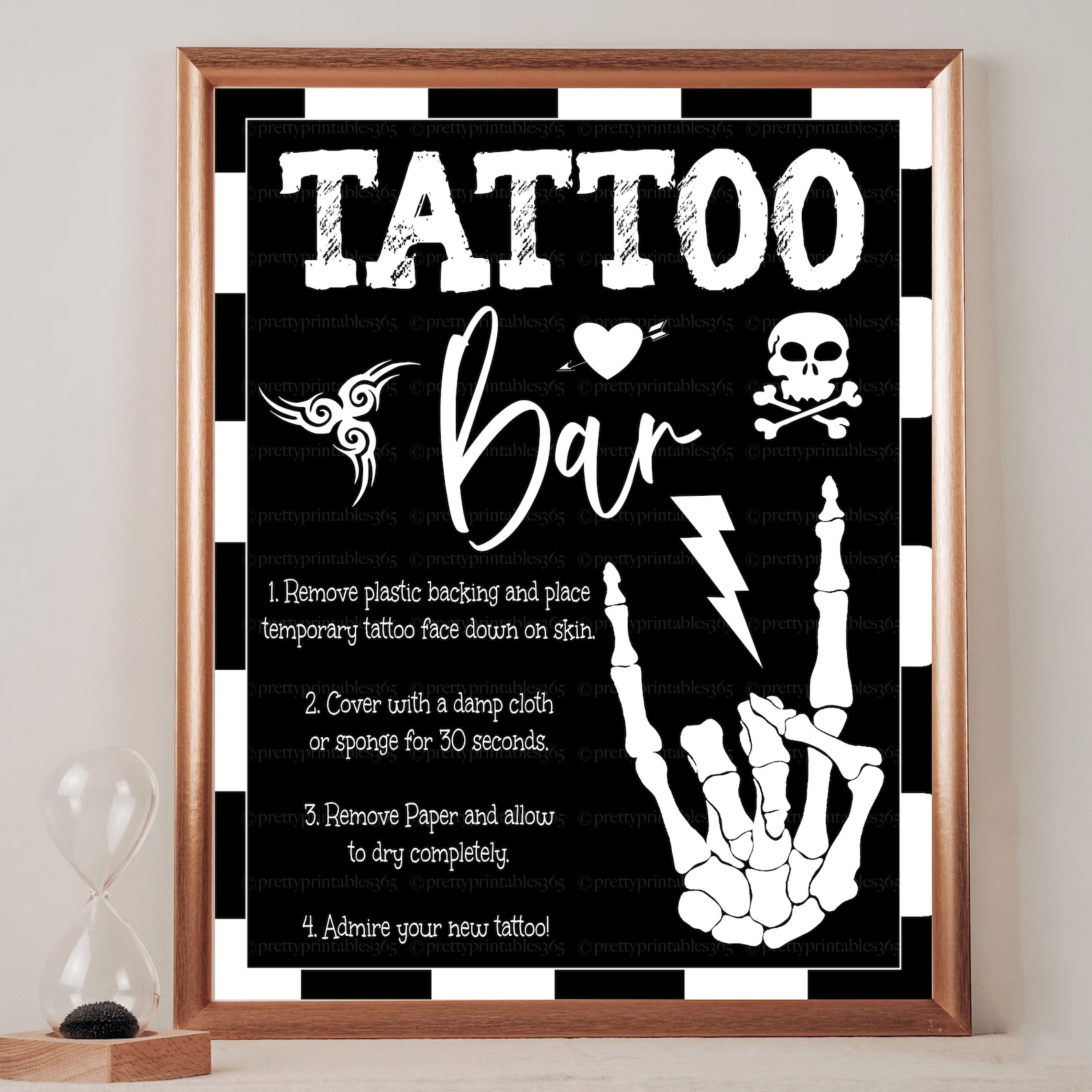 Tattoo Bar Party Sign, Temporary Tattoos, Bad TWO the Bone Tattoo Party ...