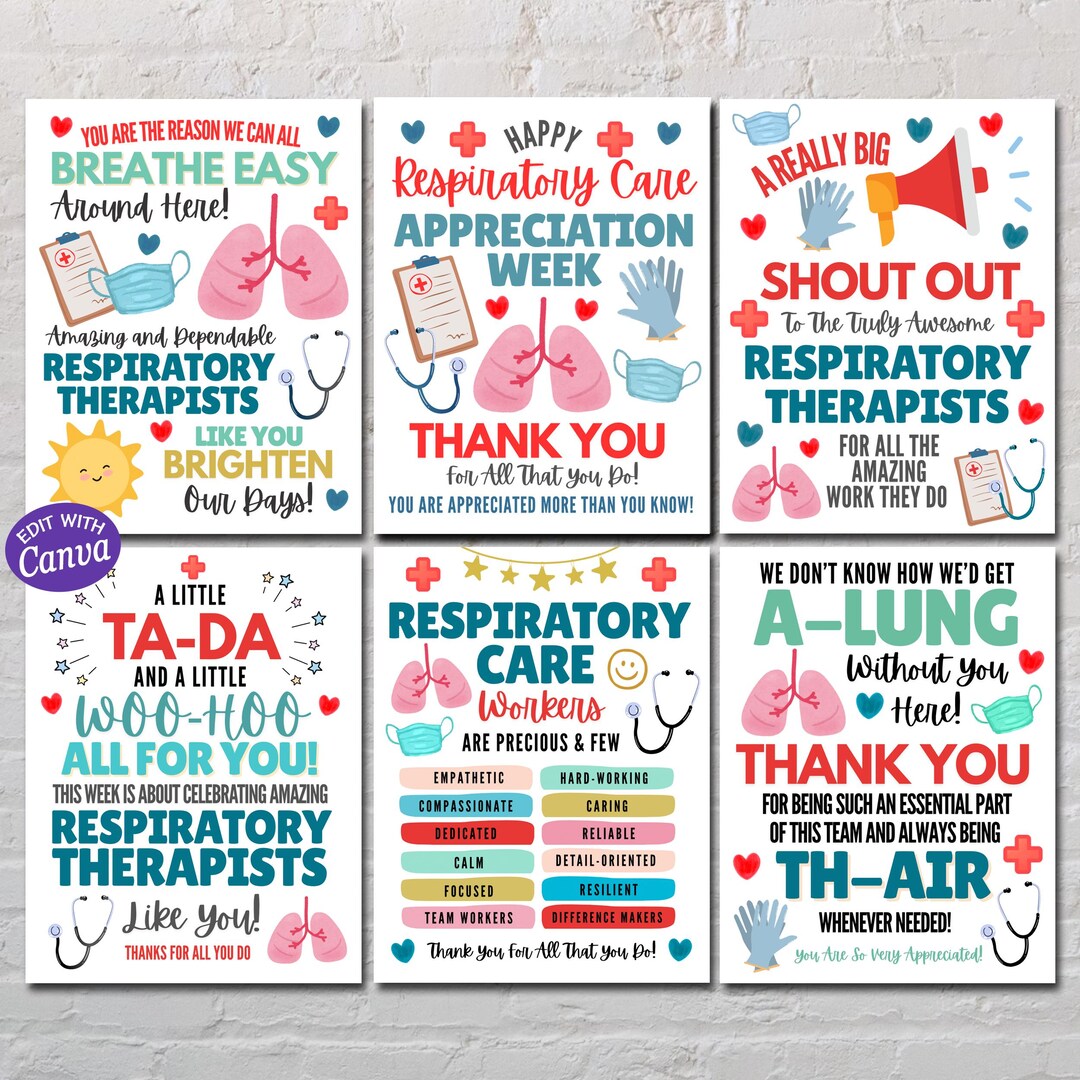 Respiratory Care Week Appreciation Signs, RC Week Signs Poster Decor ...