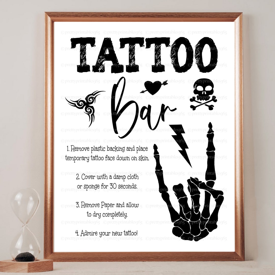 Tattoo Bar Party Sign, Temporary Tattoos, Bad TWO the Bone Tattoo Party ...