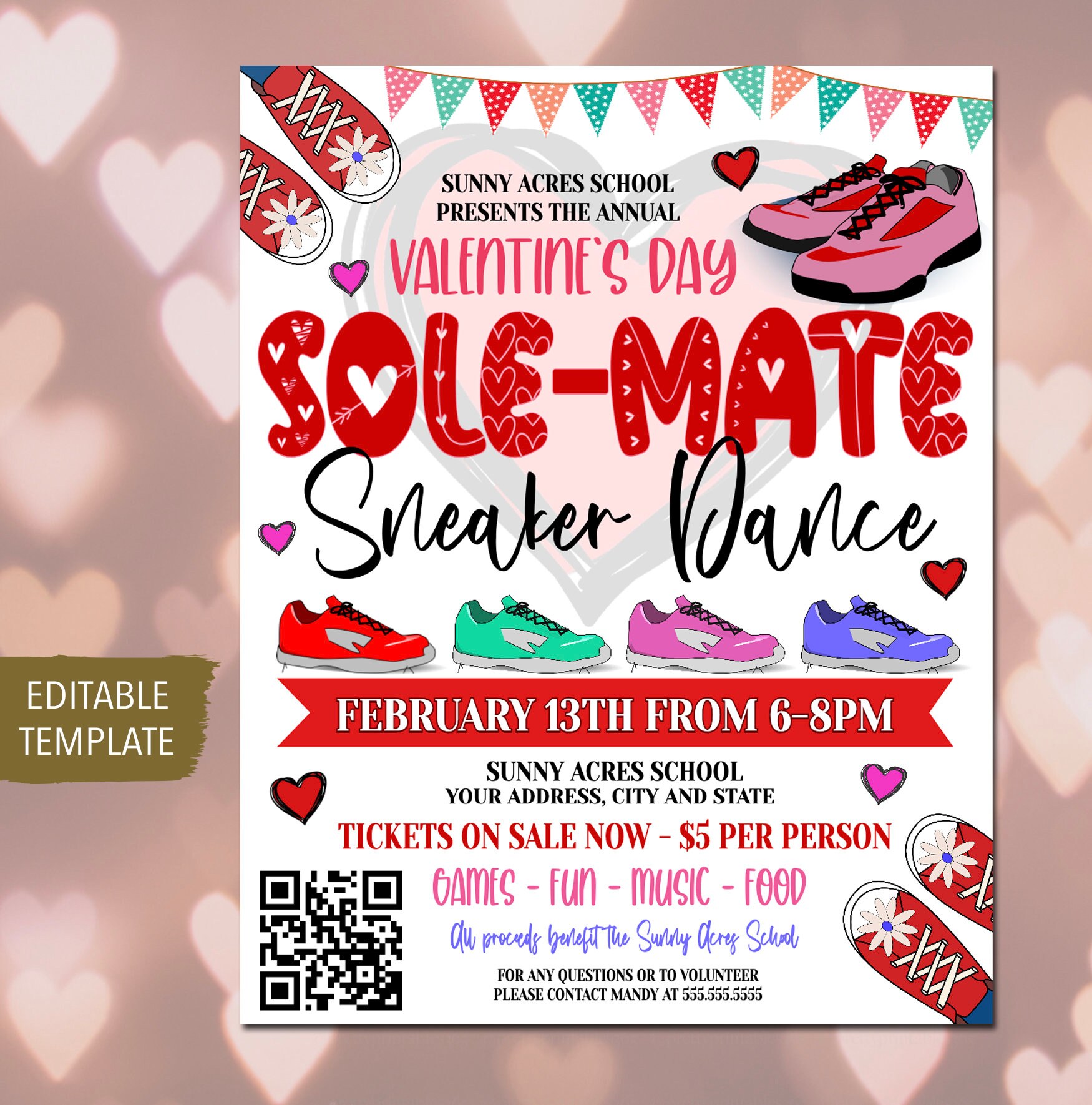Valentine Sneaker Dance Theme Template, Sole-mate Valentines Printable ...