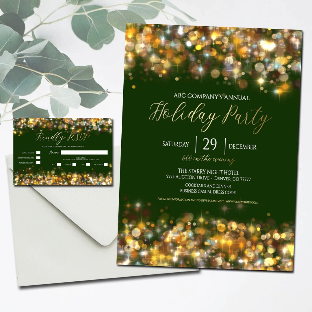 Company Holiday Party Template, Printable Editable, Annual Christmas ...