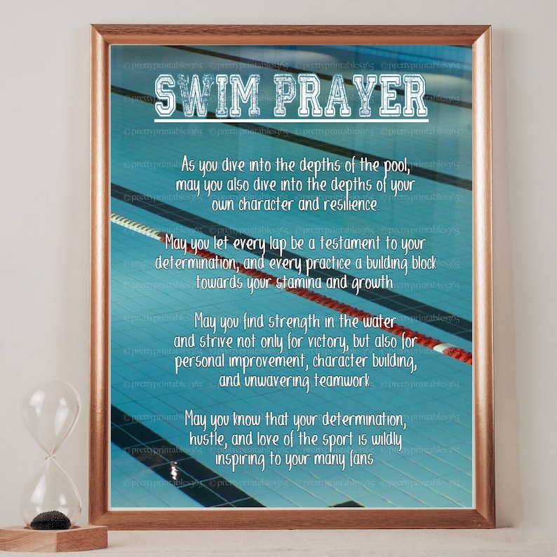 Swimming Prayer Printable Art, Swim Team Blessings Gift, Senior Sports ...