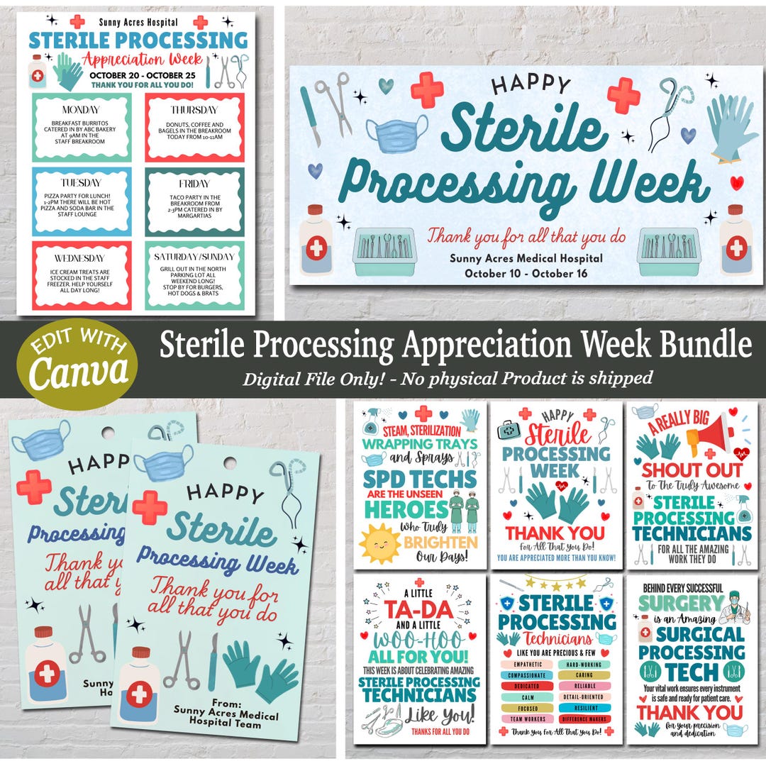 Sterile Processing Week Appreciation Set, SPD Tech Thank You Banner ...