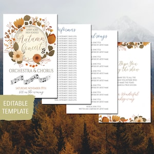Fall Concert Program Template, Printable High School Autum Concert ...