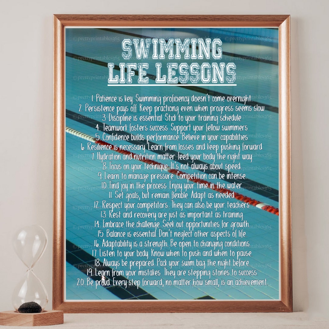 Swimming Life Lessons Printable Art, Swim Team Gift, Swimmer Gift ...