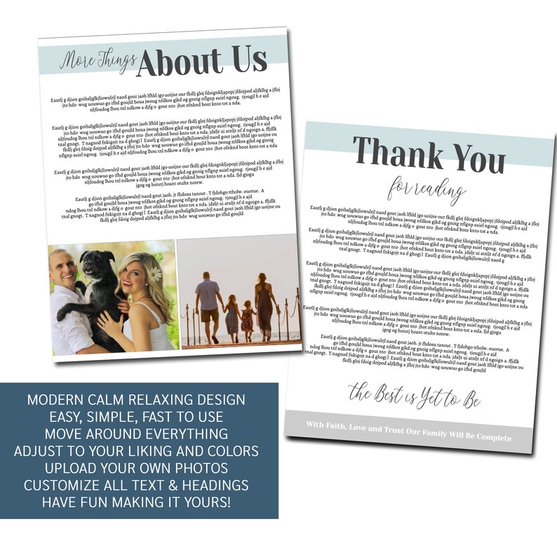Adoption Profile Book Editable Templates, All About Us Family Profile ...
