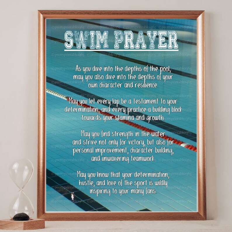 Swimming Poster Set, Swimming Life Lessons, Swim Prayer Gift, Swimmer ...
