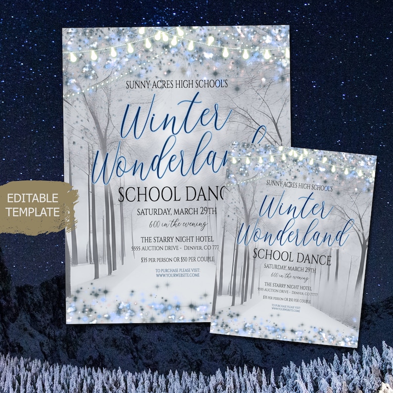 Winter Wonderland Dance Theme Template Printable High School Formal ...