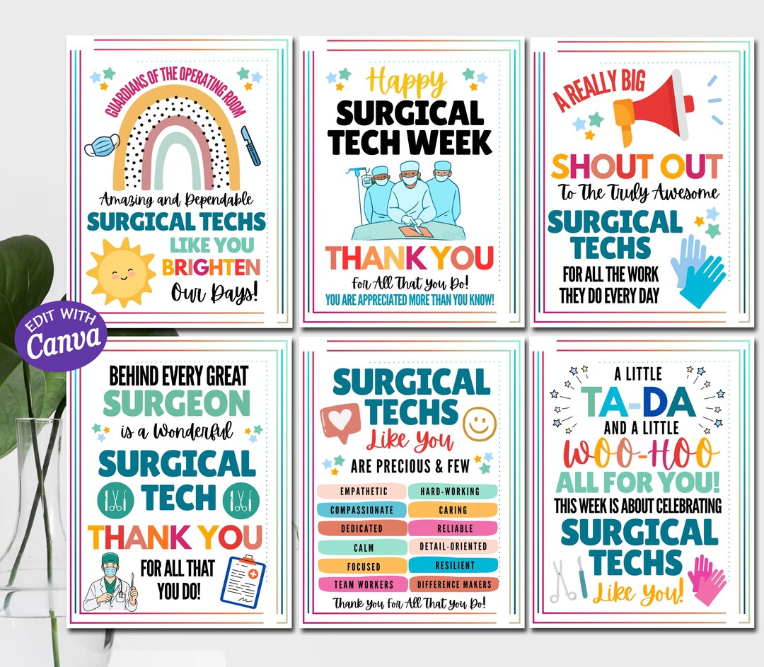 Surgical Tech Appreciation Week Signs, Surgery Technician Week Poster ...