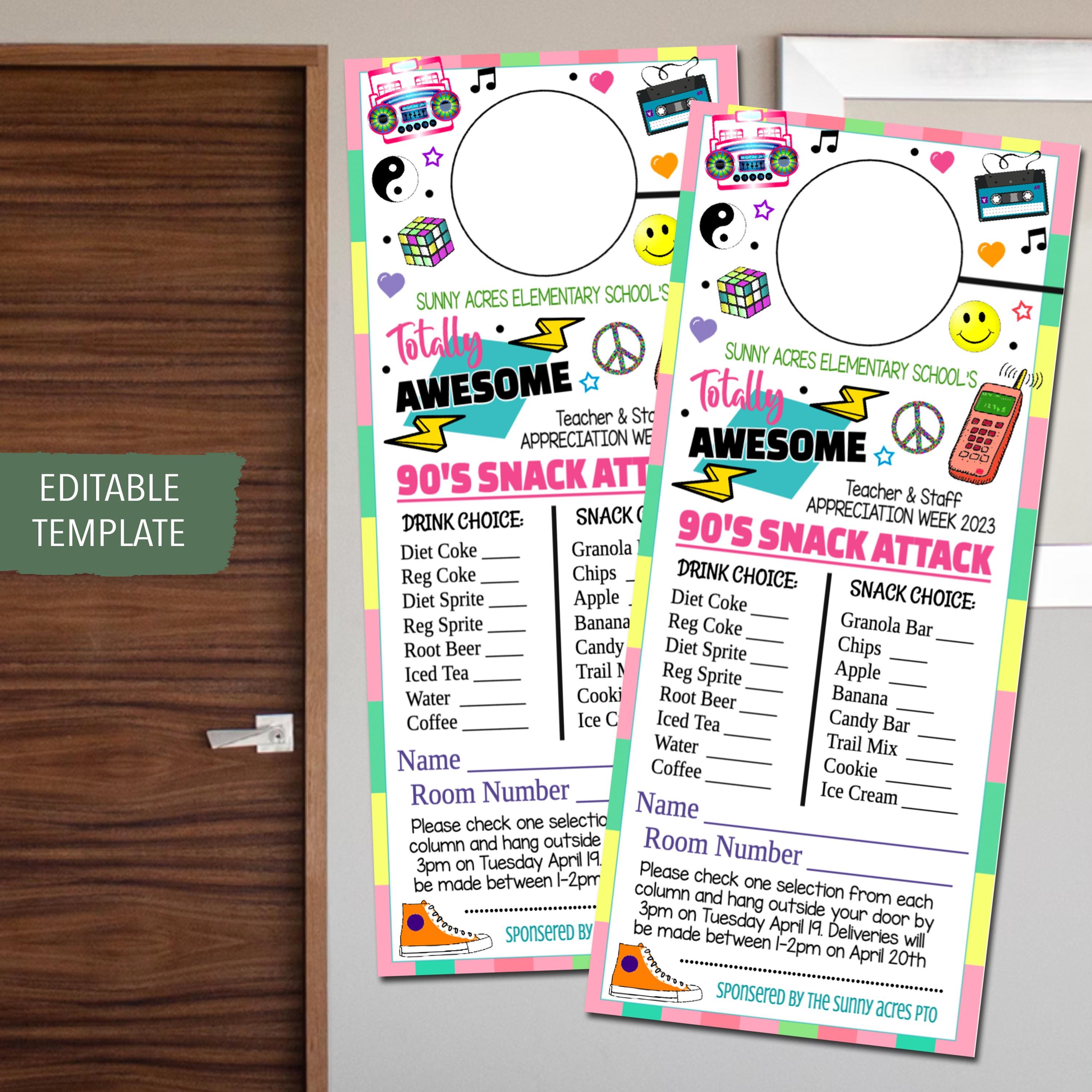 80s 90s Theme Teacher Appreciation Week Door Hangers, Retro Throwback ...