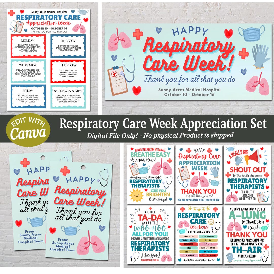 Respiratory Care Week Appreciation Set, Banner Signs Weekly Itinerary ...