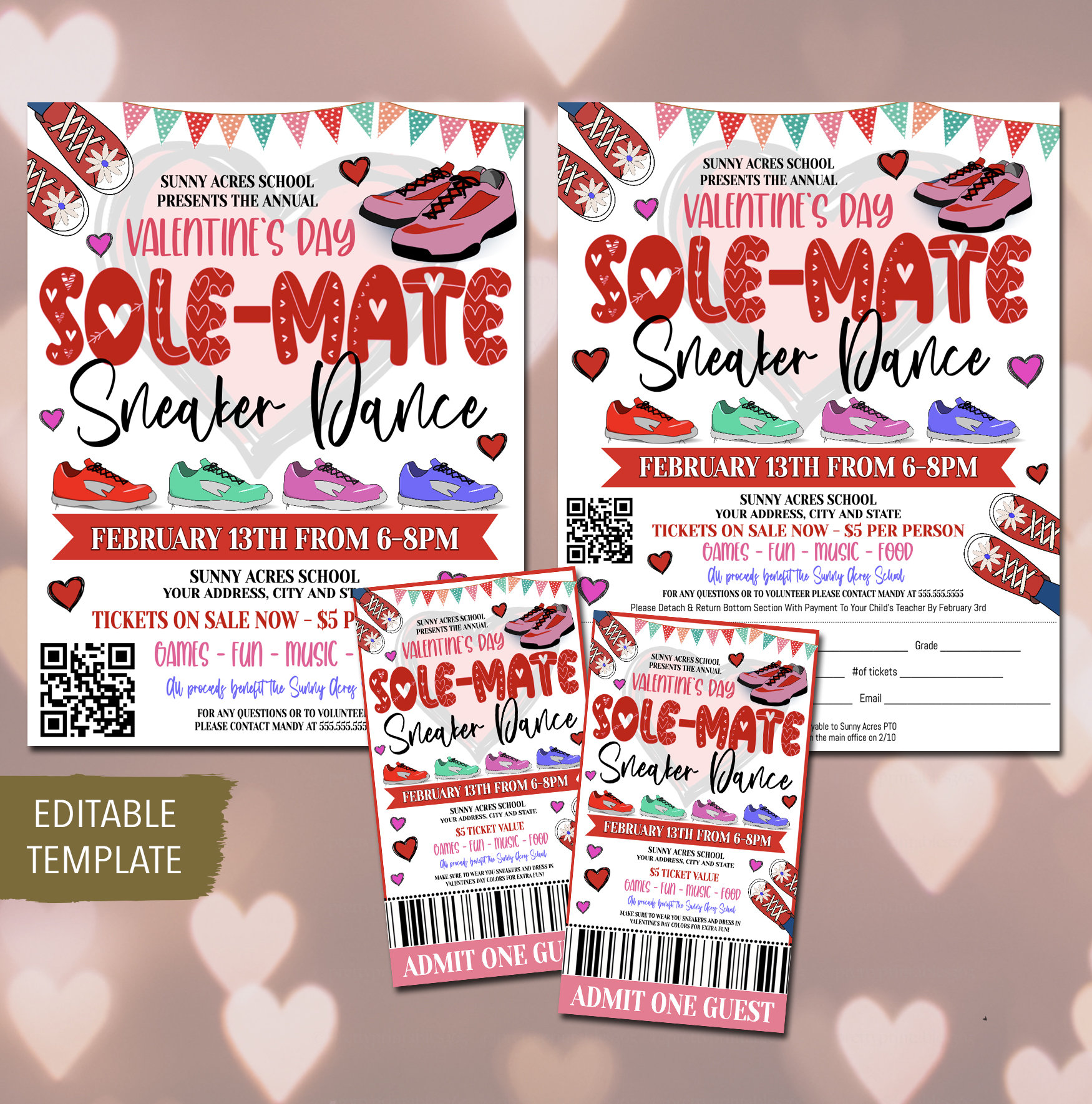 Valentine Sneaker Dance Theme Template Set, Sole-mate Valentines ...