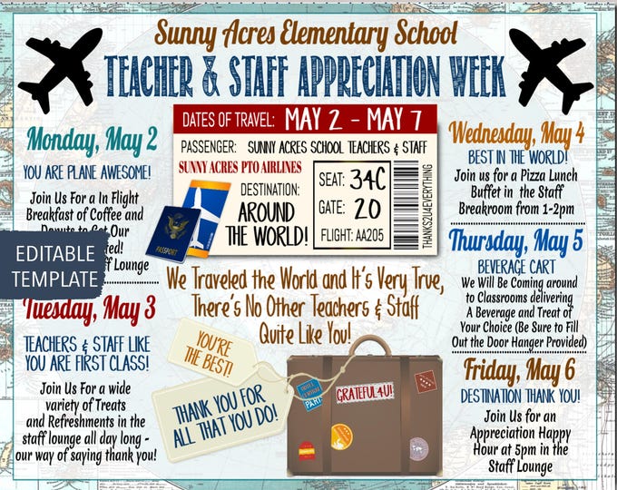 80s 90s Theme Teacher Appreciation Week Itinerary, Retro Throwback Old ...