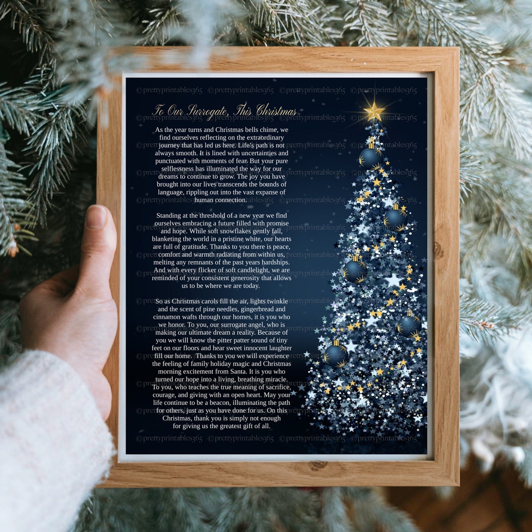 Christmas Surrogacy Thank You Gift, Holiday Poem for Surrogate ...
