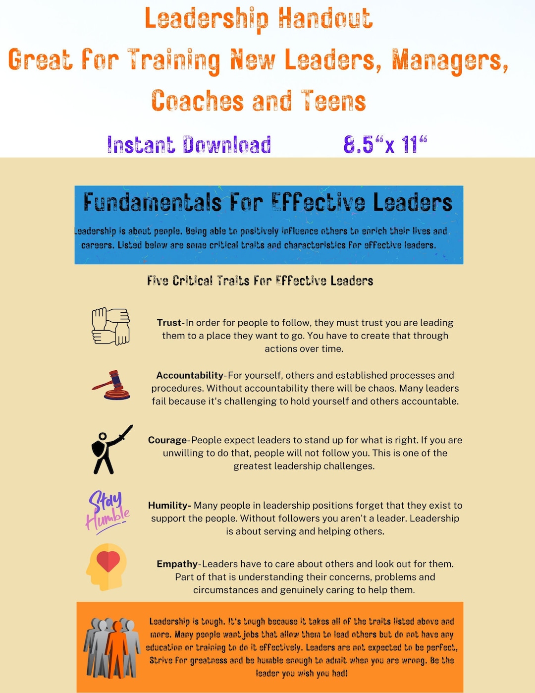 Leadership Handout for Managers and Leaders| Handout for New Leaders ...