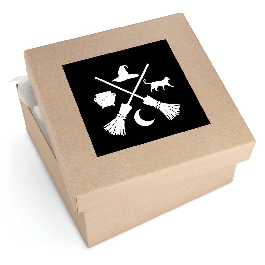Witch Compass Broom With Hat Cauldron Cat and Moon| Stickers, Indoor ...