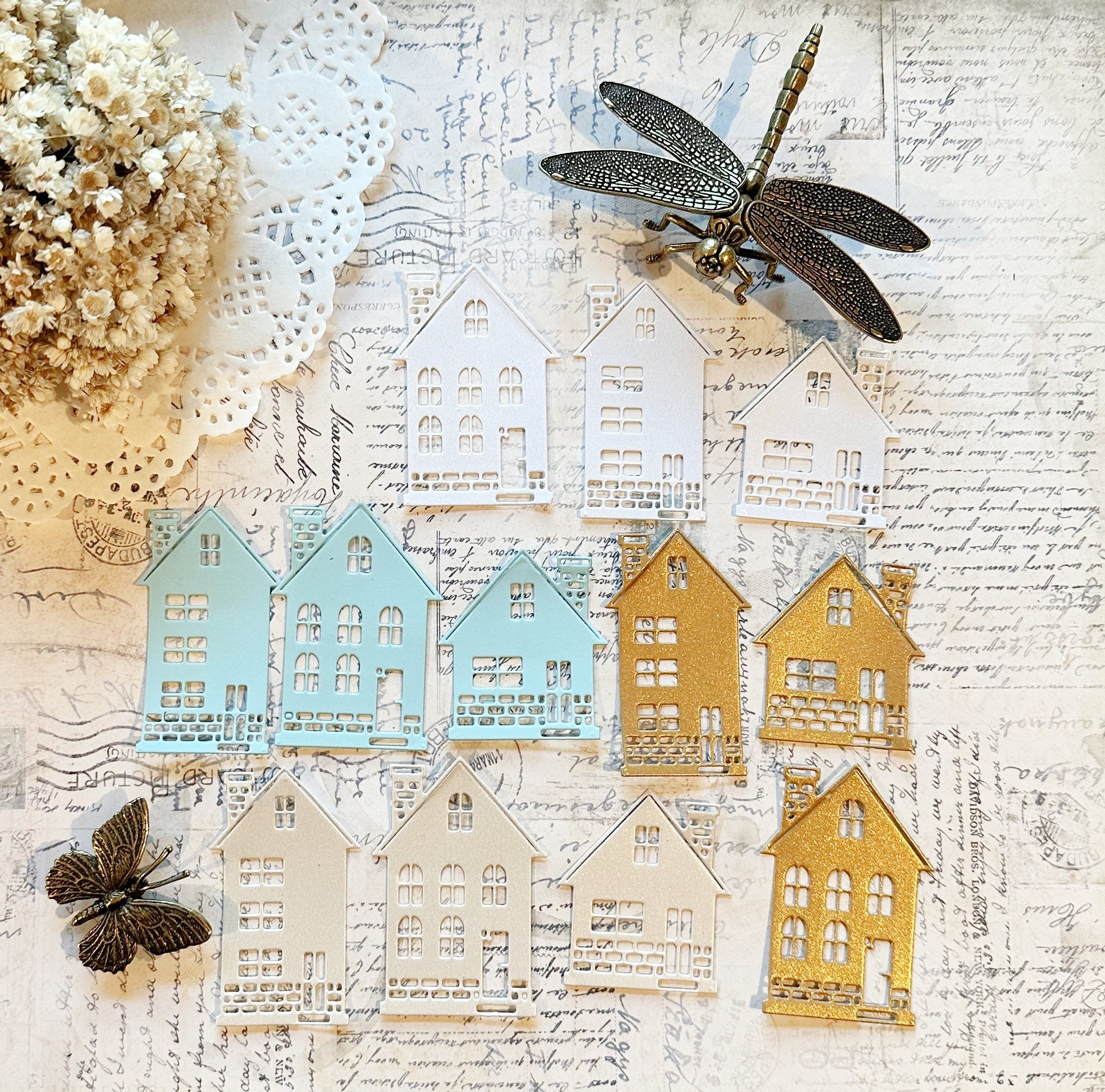 House Die Cuts, Christmas Houses, Junk Journaling, Scrapbooking, Bullet ...