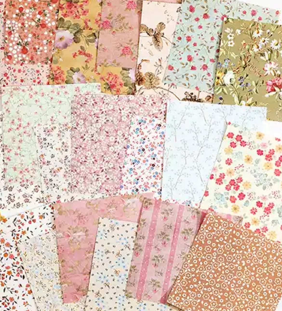 100 Piece Vintage Floral Small Journal Paper Set, Scrapbooking, Junk ...