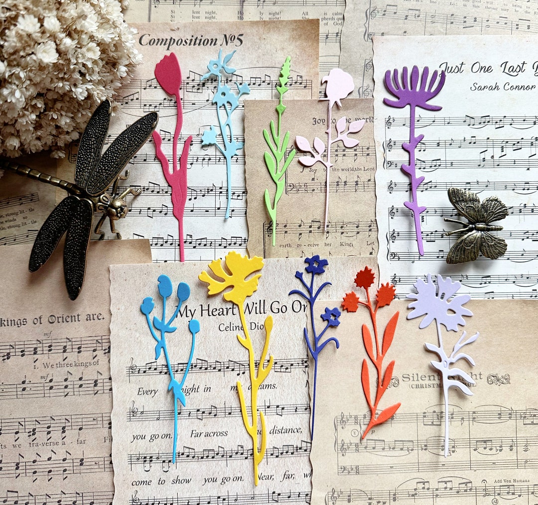 10 Die Cut Wildflowers Assortment, Scrapbooking, Junk Journaling, Card ...