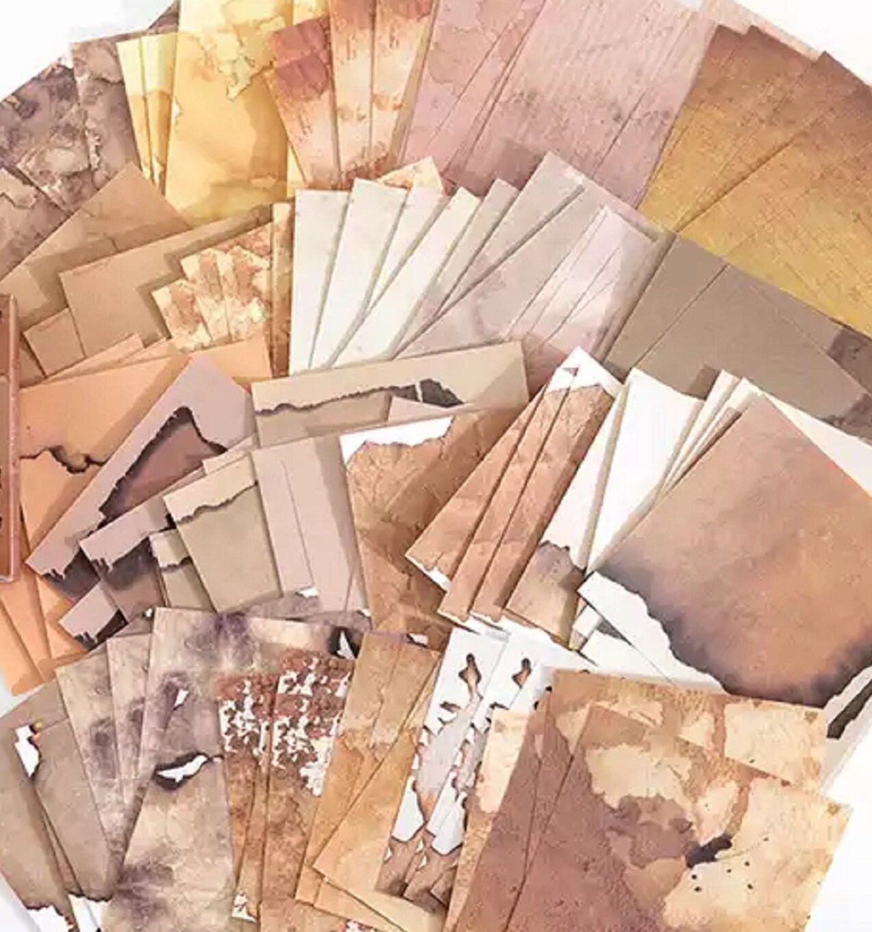 100 Piece Vintage Small Aged Journal Paper Set, Scrapbooking, Junk ...