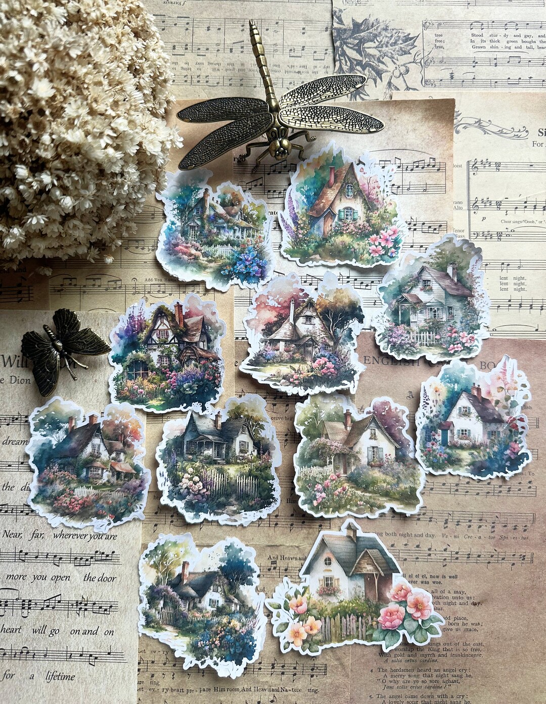 Summer Cottage Stickers, Cottages, Junk Journals, Bullet Journals ...