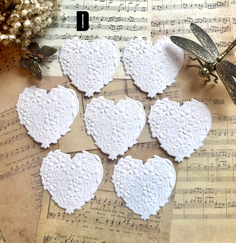 Embossed Heart Die Cuts, Floral Paper Crafting - Etsy