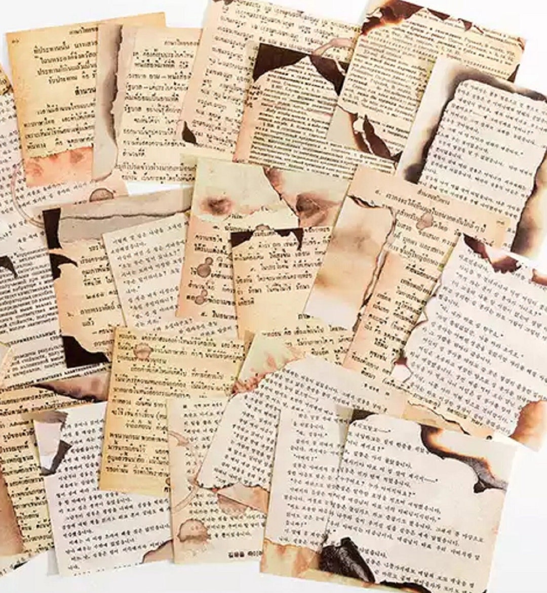 100 Piece Vintage Small Burnt Edge Journal Paper Set, Scrapbooking ...